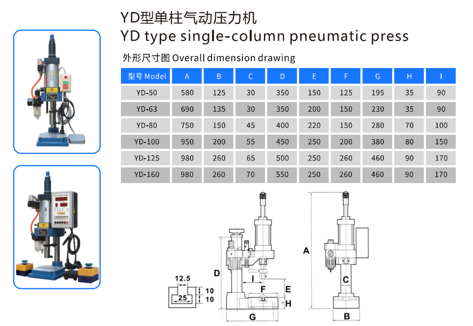 Máy dập khí nén YD-63 loại 200 Kg